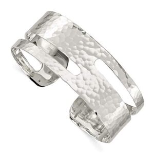 icecarats 925 sterling silver hammered cuff bangle bracelet