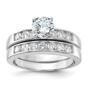 925 sterling silver cubic zirconia cz engagement ring wedding band 2-piece bridal jewelry set size 6