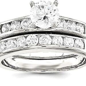 925 Sterling Silver Cubic Zirconia CZ Engagement Ring Wedding Band 2-piece Bridal Jewelry Set Size 8