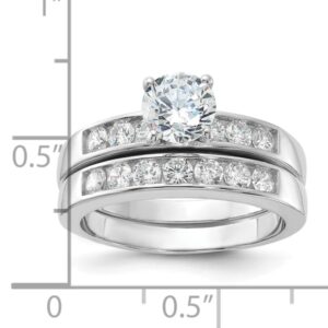 925 Sterling Silver Cubic Zirconia CZ Engagement Ring Wedding Band 2-piece Bridal Jewelry Set Size 8