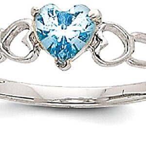 IceCarats 14K White Gold Blue Aquamarine Heart Love Ring March Birthstone Jewelry Size 6