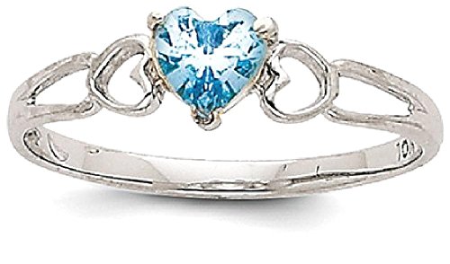 IceCarats 14K White Gold Blue Aquamarine Heart Love Ring March Birthstone Jewelry Size 6