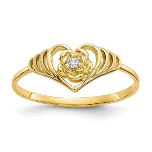 icecarats 10k yellow gold cubic zirconia cz heart love ring size 6