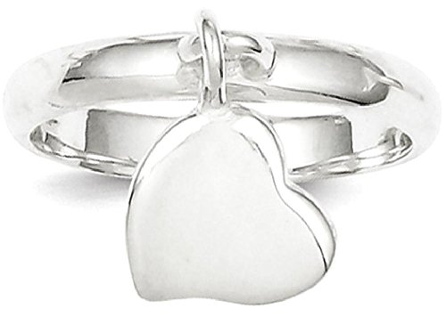 IceCarats 925 Sterling Silver Dangling Heart Love Ring Size 8