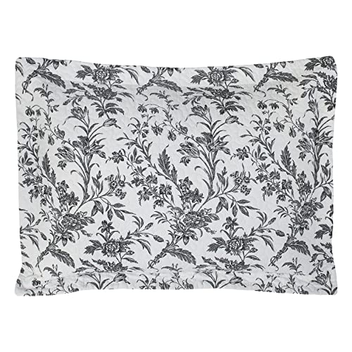 Laura Ashley Quilts Cotton Reversible Bedding with Matching Shams, Floral Home Decor for All Seasons, King, Amberley Black/White