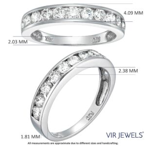 VIR JEWELS 1 cttw Diamond Wedding Anniversary Band for Women Half Eternity Diamond Engagement Ring 14K White Gold Channel Set SI2-I1 Clarity Certified Size 8