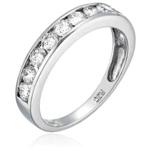 VIR JEWELS 1 cttw Diamond Wedding Anniversary Band for Women Half Eternity Diamond Engagement Ring 14K White Gold Channel Set SI2-I1 Clarity Certified Size 8