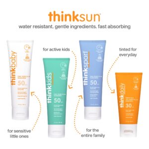 Thinksport SPF 50+ Mineral Sunscreen, 3 Oz, Safe, Natural Sunblock for Sports & Active Use, Water Resistant Reef Safe Sunscreen, Broad Spectrum UVA/UVB Sun Screen for Sun Protection