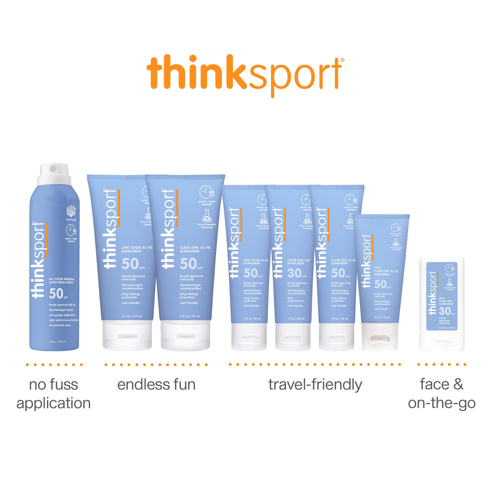 Thinksport SPF 50+ Mineral Sunscreen, 3 Oz, Safe, Natural Sunblock for Sports & Active Use, Water Resistant Reef Safe Sunscreen, Broad Spectrum UVA/UVB Sun Screen for Sun Protection