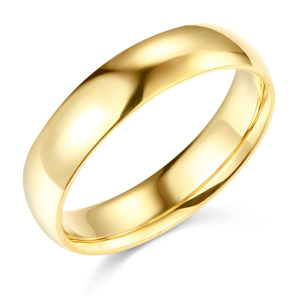 14k Yellow Gold 5mm Comfort FIT Plain Wedding Band - Size 8