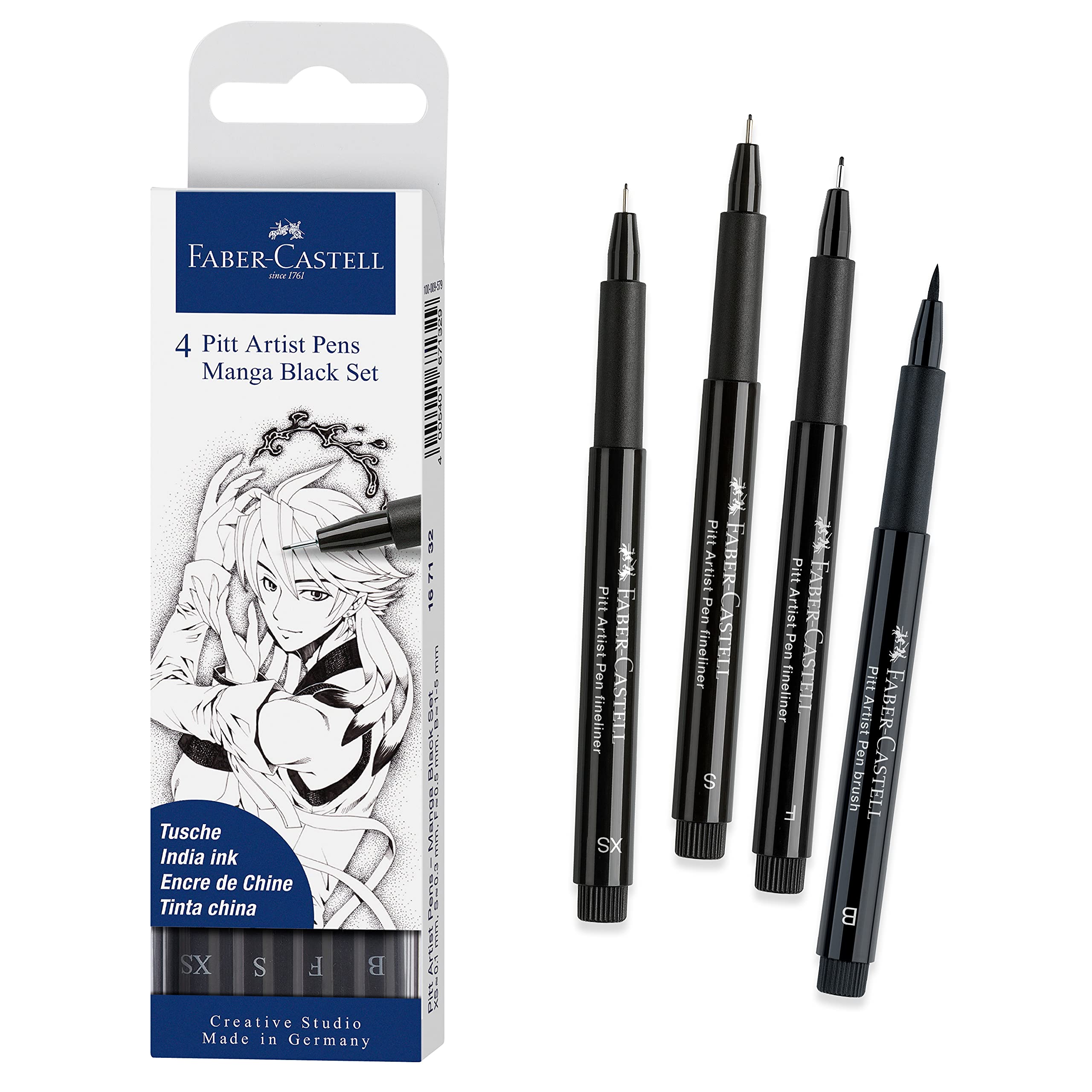 Faber-Castell PITT Artist Pen Manga Drawing Set 167132, Black