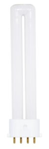 satco s8365 4100k 9-watt 2g7 base t4 twin 4-pin tube for electronic and dimming ballasts, 9wt=45wt, 4100k bright white