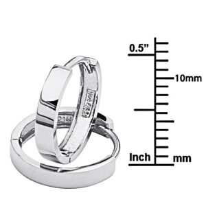 14k White Gold 2.5mm Thickness Hoop Huggie Earrings (13 x 13 mm)