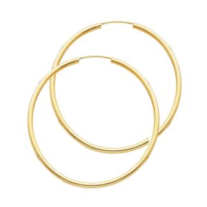 14k yellow gold 2mm thickness endless hoop earrings (35 x 35 mm)