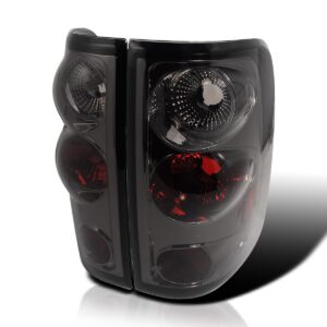 spec-d tuning smoke lens tail lights compatible with 2004-2008 ford f-150 styleside, left + right pair assembly