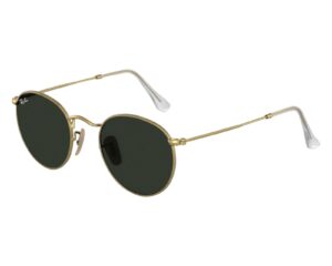 ray ban rb3447 round metal sunglasses color 001, gold, 50 mm