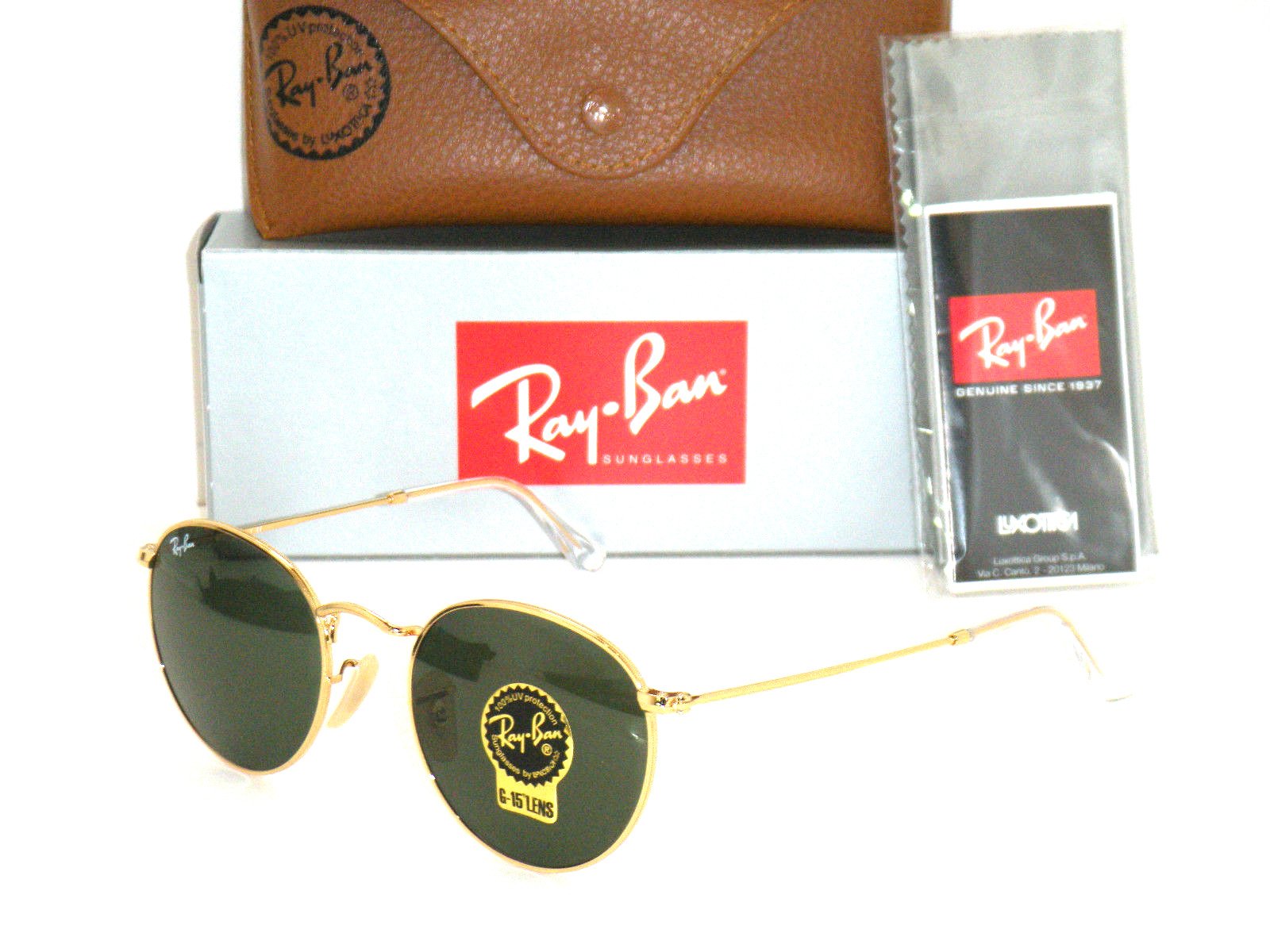 Ray Ban RB3447 ROUND METAL Sunglasses Color 001, Gold, 50 mm