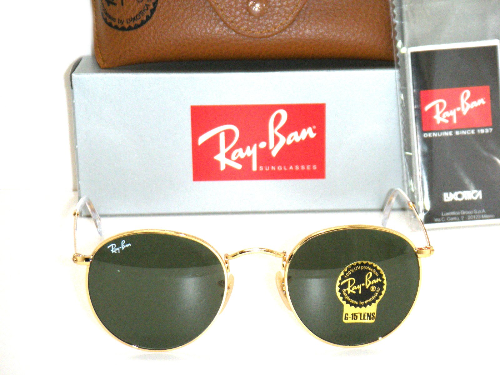 Ray Ban RB3447 ROUND METAL Sunglasses Color 001, Gold, 50 mm