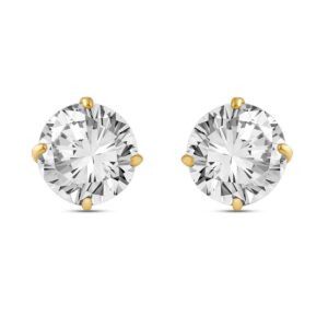 jewelili stud earrings with cubic zirconia 5mm in 10k yellow gold