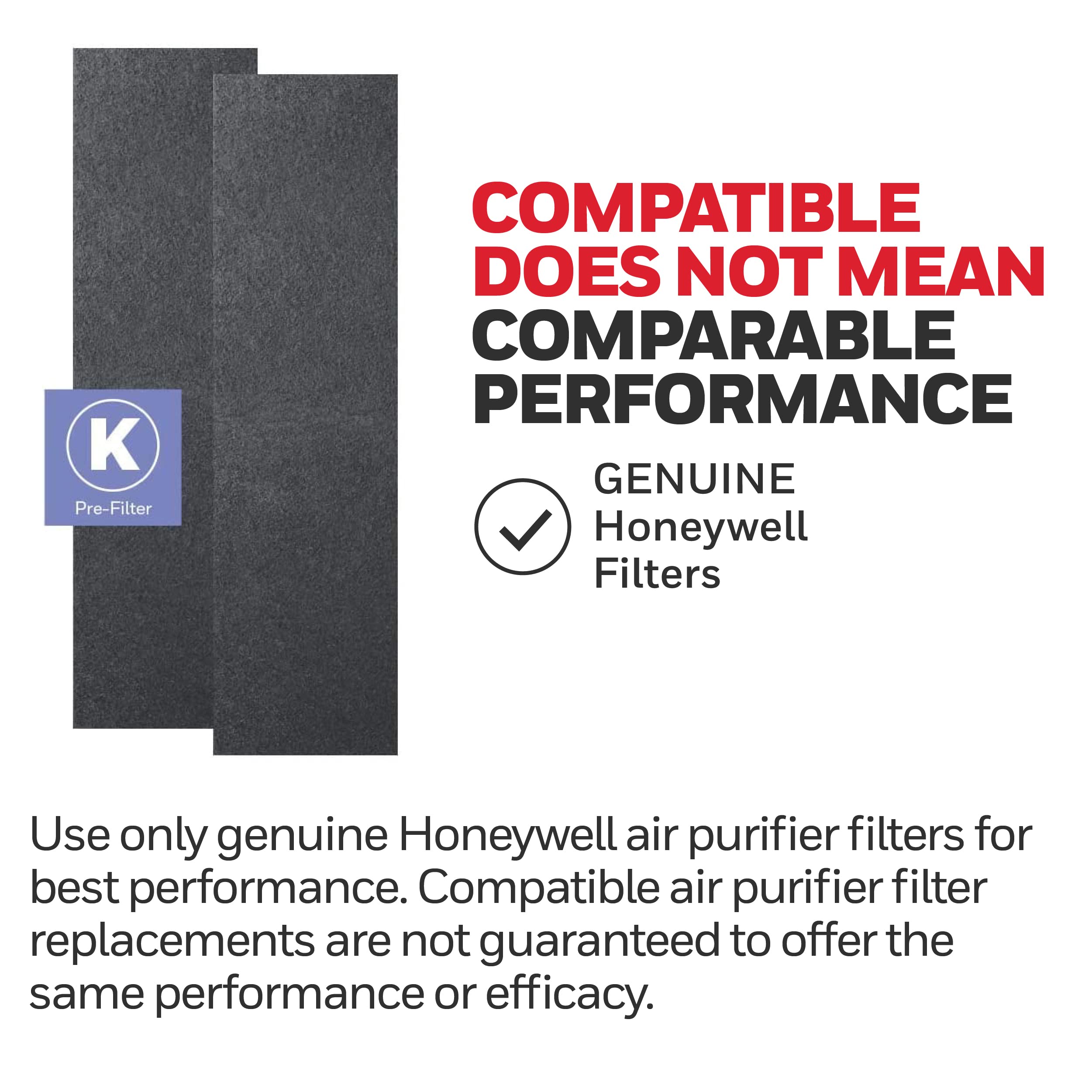 Honeywell Household Odor & Gas Reducing Pre-Filter, 2 Pack, Black