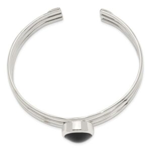 IceCarats 925 Sterling Silver Synthetic Black Onyx 3 Strand Cuff Bangle Bracelet