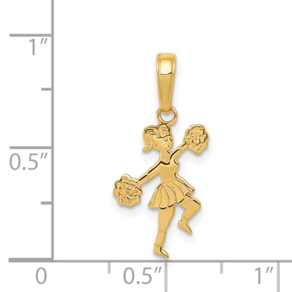 IceCarats 14K Yellow Gold Cheerleader Pom Poms Necklace Cheerleading Charm Sports Pendant 23mm x 10mm Only