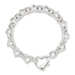 icecarats 925 sterling silver heart love link chain charm bracelet 7.5 inch