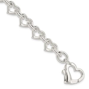 IceCarats 925 Sterling Silver Heart Love Link Chain Charm Bracelet 7.5 inch