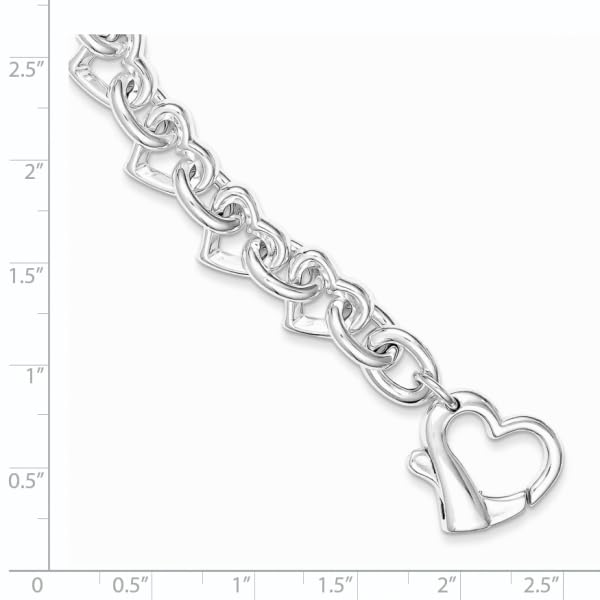 IceCarats 925 Sterling Silver Heart Love Link Chain Charm Bracelet 7.5 inch