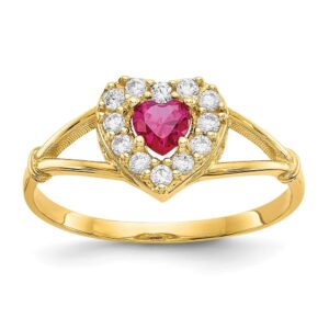 icecarats 10k yellow gold red white cubic zirconia cz heart love ring size 8