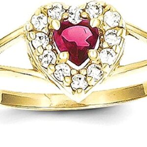 IceCarats 10K Yellow Gold Red White Cubic Zirconia CZ Heart Love Ring Size 8