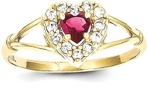 IceCarats 10K Yellow Gold Red White Cubic Zirconia CZ Heart Love Ring Size 8