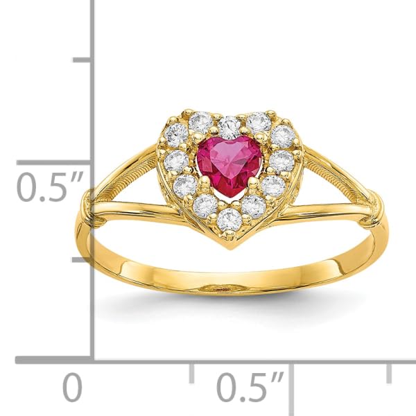 IceCarats 10K Yellow Gold Red White Cubic Zirconia CZ Heart Love Ring Size 8