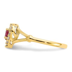 IceCarats 10K Yellow Gold Red White Cubic Zirconia CZ Heart Love Ring Size 8