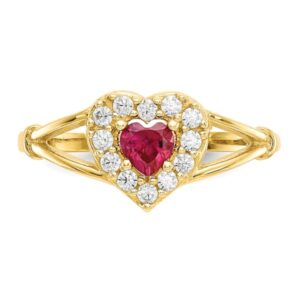 IceCarats 10K Yellow Gold Red White Cubic Zirconia CZ Heart Love Ring Size 8