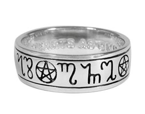 moonlight mysteries sterling silver handfasting theban pentacle wedding ring (sz 4-15) sz 10.5