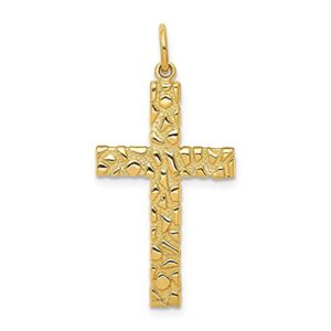 icecarats 14k yellow gold nugget latin mexican holy cross necklace religious pendant jesus christ charm only