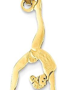 IceCarats 14K Yellow Gold Gymnast Necklace Gymnastics Charm Sports Pendant 25mm x 10mm Only