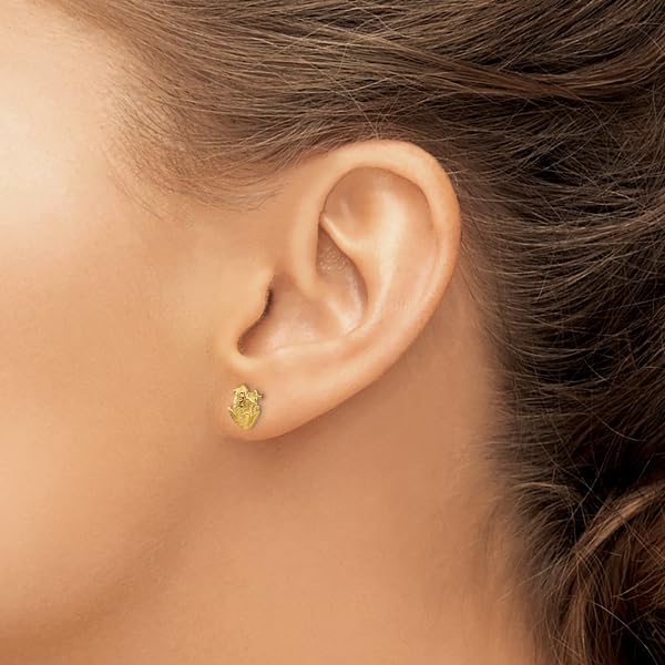 14K Yellow Gold Small Frog Stud Earrings