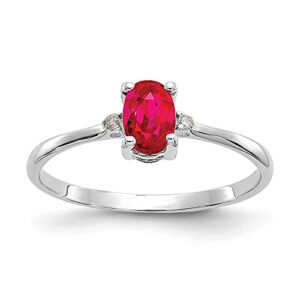 icecarats 14k white gold diamond red ruby ring april july birthstone jewelry size 6