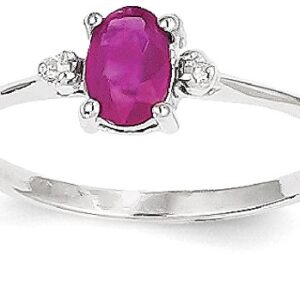 IceCarats 14K White Gold Diamond Red Ruby Ring April July Birthstone Jewelry Size 6