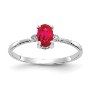 IceCarats 14K White Gold Diamond Red Ruby Ring April July Birthstone Jewelry Size 6