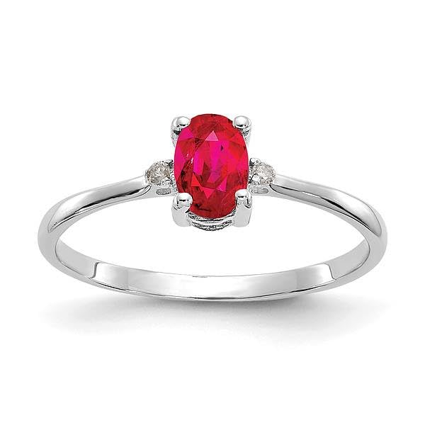 IceCarats 14K White Gold Diamond Red Ruby Ring April July Birthstone Jewelry Size 6