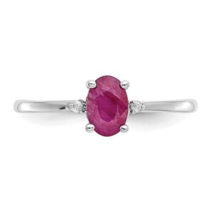 IceCarats 14K White Gold Diamond Red Ruby Ring April July Birthstone Jewelry Size 6