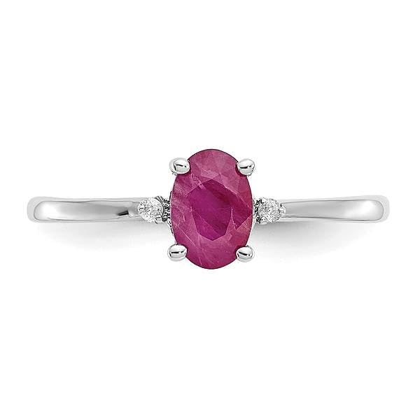 IceCarats 14K White Gold Diamond Red Ruby Ring April July Birthstone Jewelry Size 6