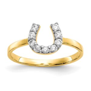 icecarats 10k yellow gold cubic zirconia cz lucky horseshoe ring animal lover equestrian band size 6