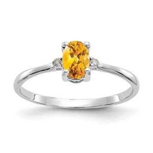 icecarats 14k white gold diamond yellow orange citrine ring gemstone band april november birthstone jewelry size 6