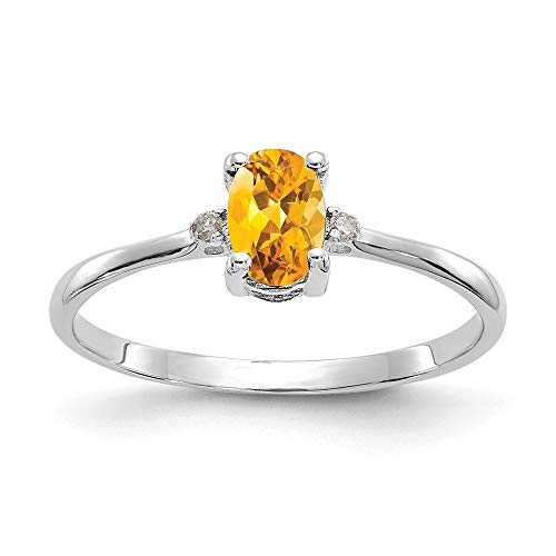 IceCarats 14K White Gold Diamond Yellow Orange Citrine Ring Gemstone Band April November Birthstone Jewelry Size 6