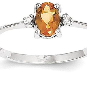 IceCarats 14K White Gold Diamond Yellow Orange Citrine Ring Gemstone Band April November Birthstone Jewelry Size 6