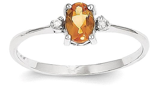 IceCarats 14K White Gold Diamond Yellow Orange Citrine Ring Gemstone Band April November Birthstone Jewelry Size 6